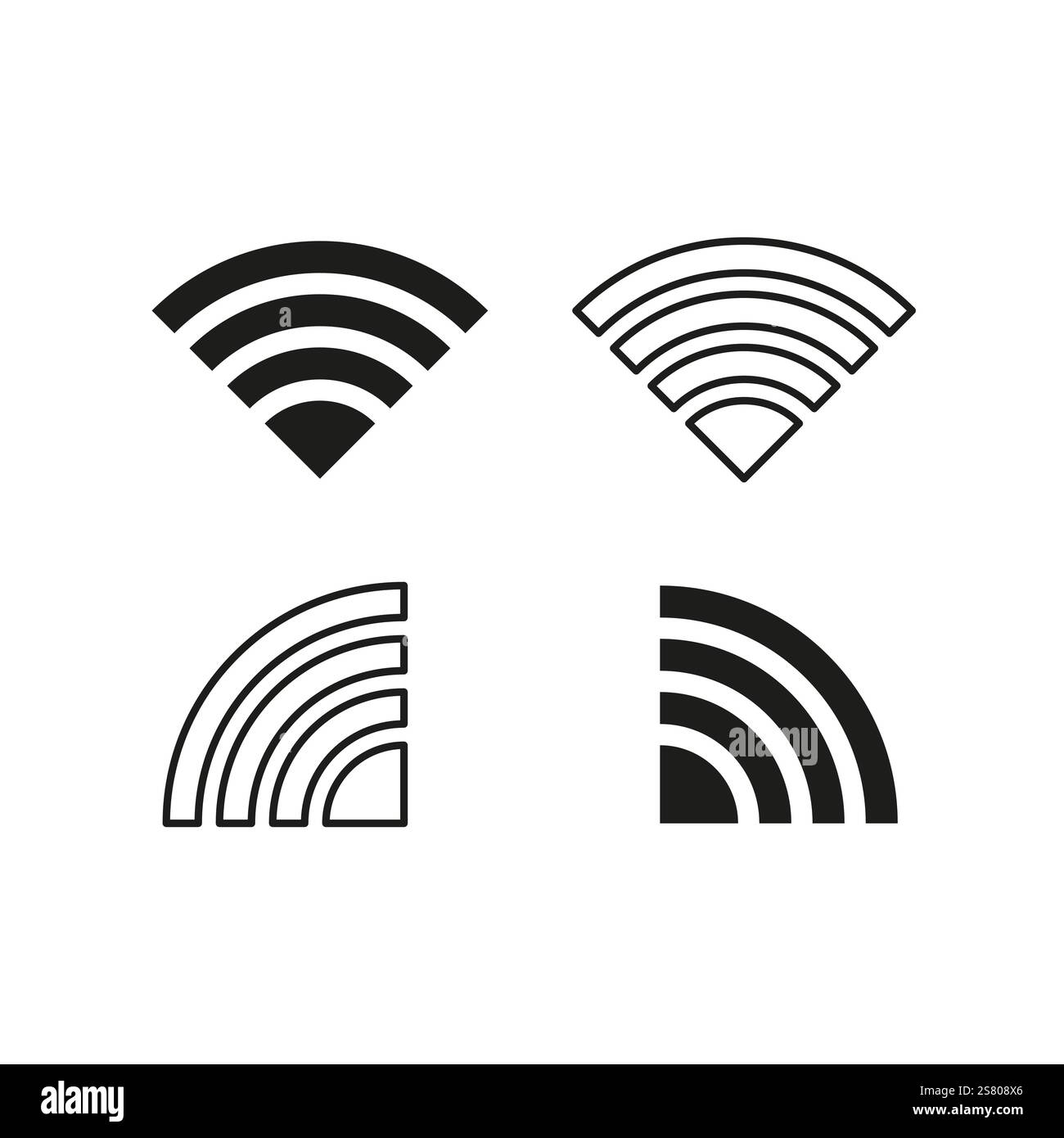 Wi Fi signal icons. Wireless network design. Internet connection symbols. Vector illustration ...