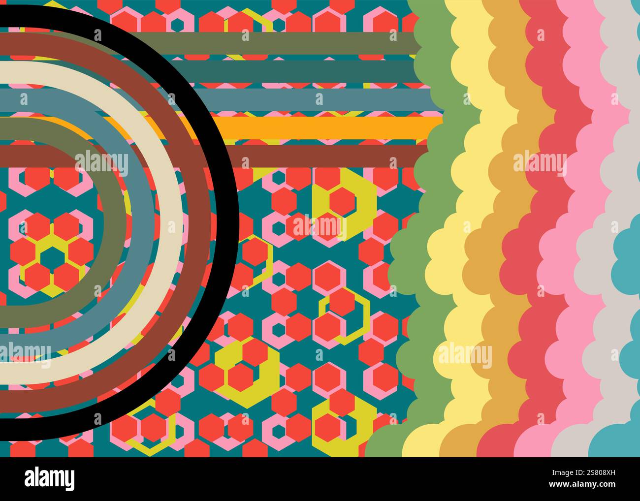 Retro 70s Background. Groovy abstract 1970s art template. Vintage ...