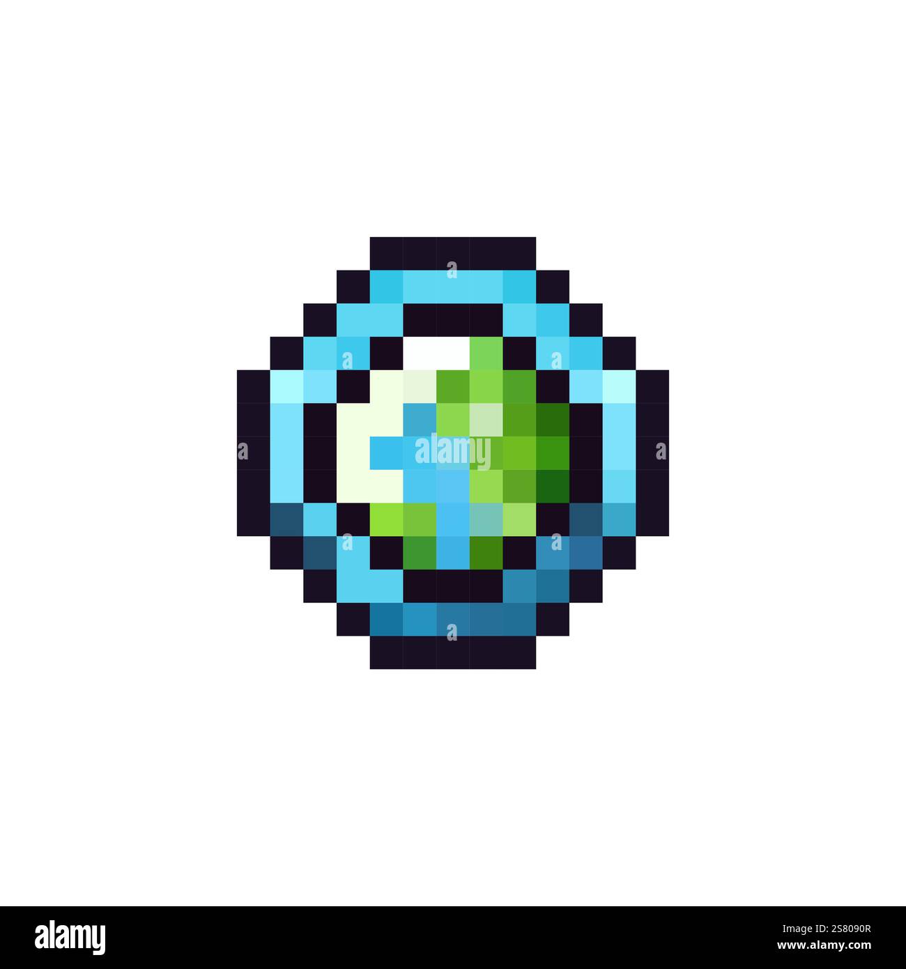 Earth ecology icon in pixel style. Earth globe in 8 bit style. Simple ...