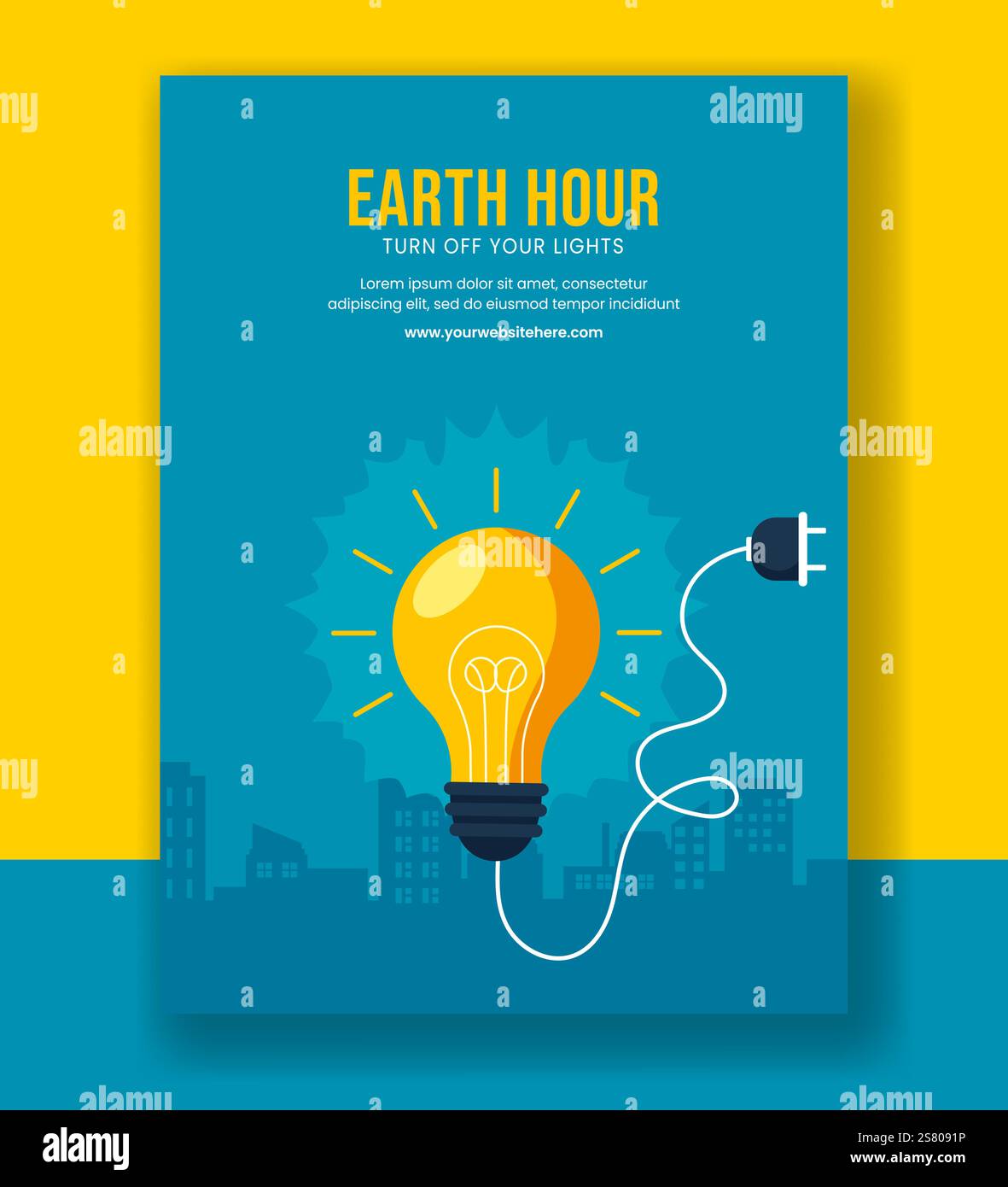 Earth Hour Poster Design with Cartoon Templates for Environmental ...