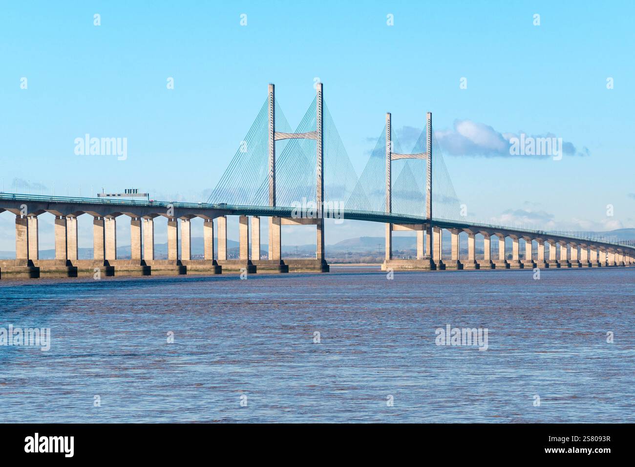 Prince of Wales Bridge spanning the Severn estuary Gloucestershire ...