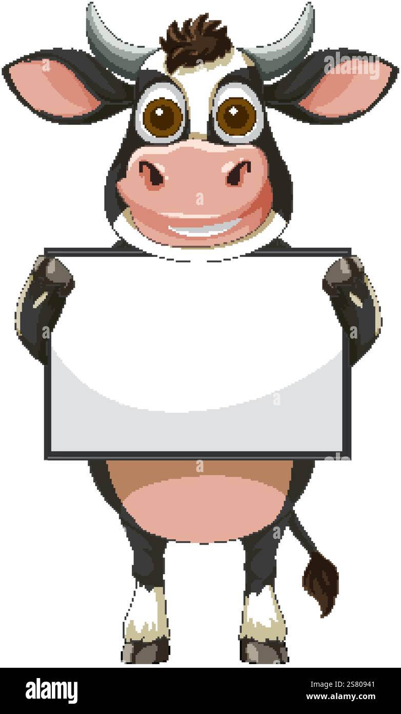 Smiling cow with a blank sign for messages Stock Vector Image & Art - Alamy