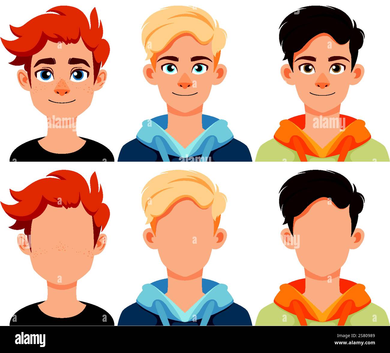 Illustration of diverse male faces and expressions Stock Vector Image ...