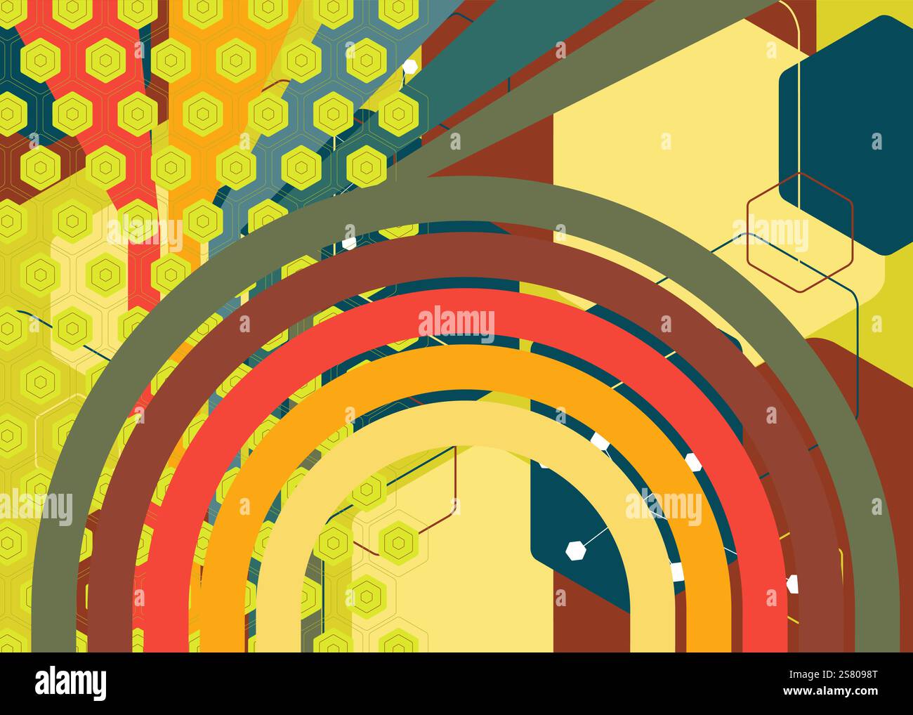 Retro 70s Background. Groovy abstract 1970s art template. Vintage ...