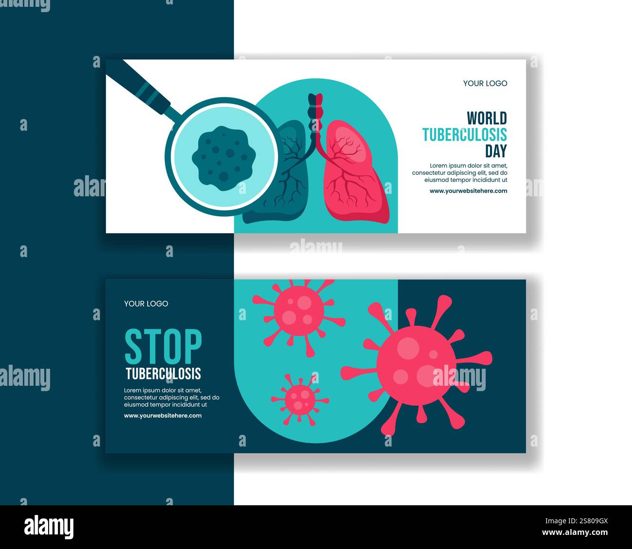 Hand-Drawn Cartoon Template for World Tuberculosis Day Horizontal Banner Background Stock Vector ...