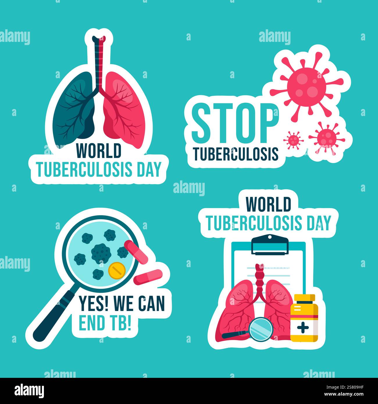 Flat Cartoon Style World Tuberculosis Day Illustration for Social Media ...