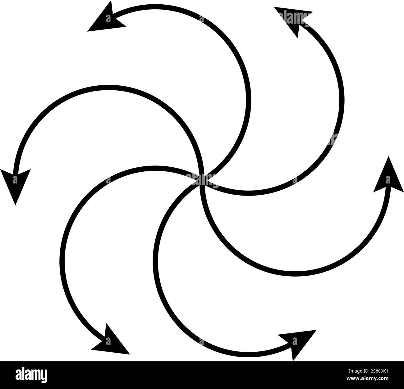 Radial spiral arrow icon. Line centrifuge concentric arrows. Motion ...