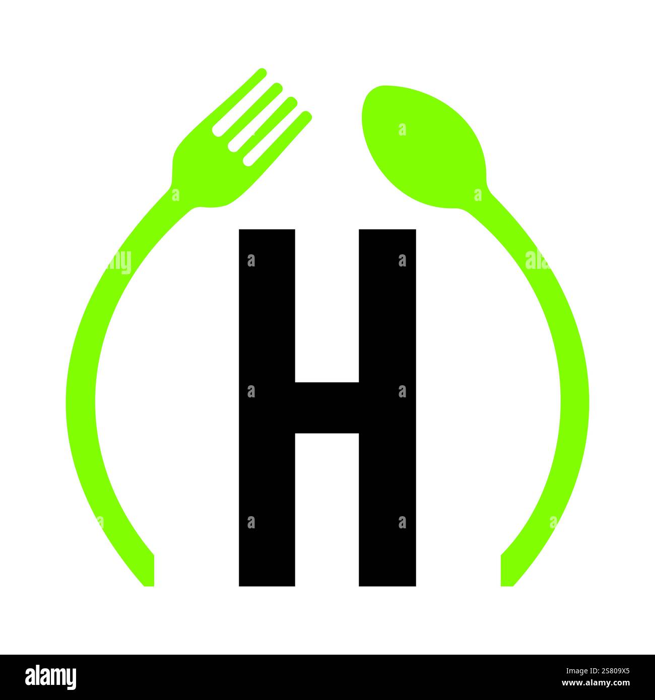 Initial Letter H Restaurant Logo Design Concept With Spoon and Fork ...