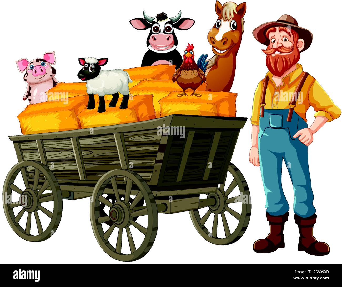 Animals on straw Stock Vector Images - Alamy