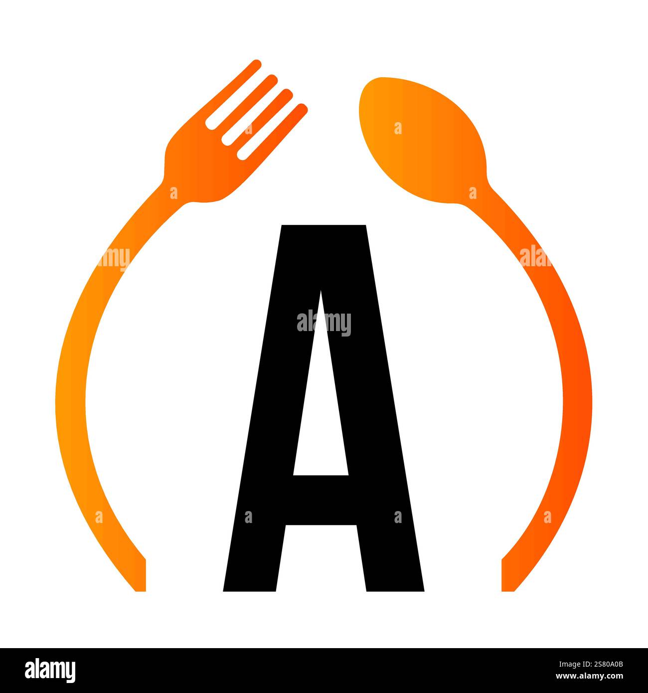 Initial Letter A Restaurant Logo Design Concept With Spoon and Fork ...