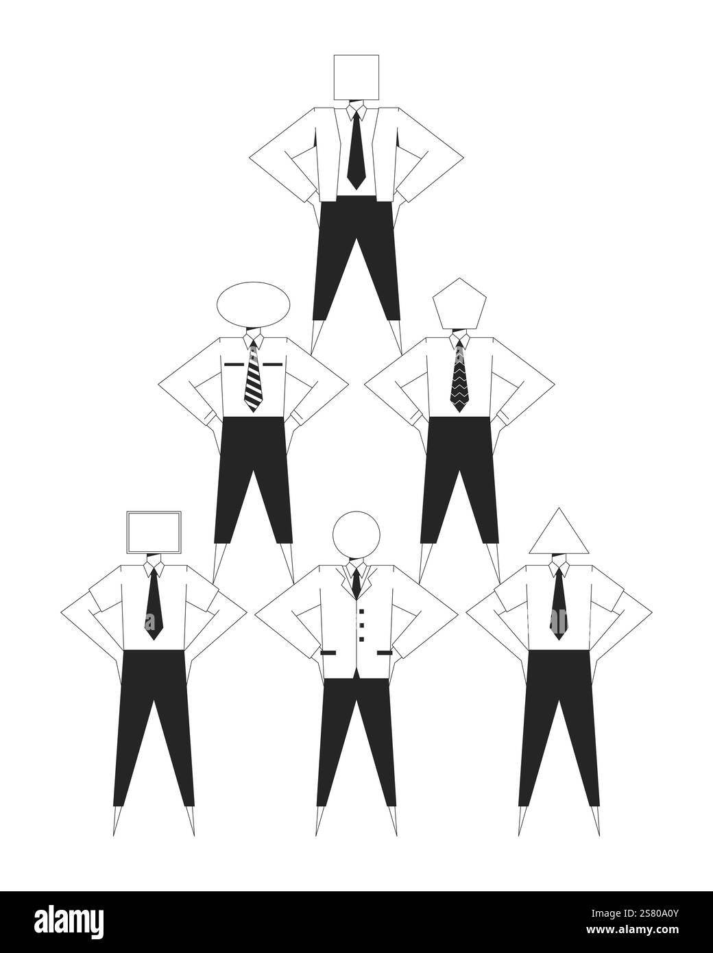 Geometric representation of corporate hierarchy black and white 2D ...
