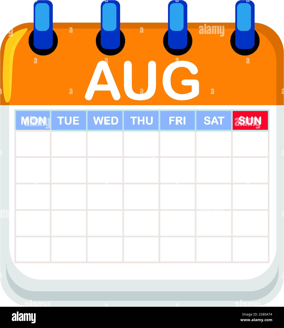 Colorful August calendar with days of the week Stock Vector Image & Art ...