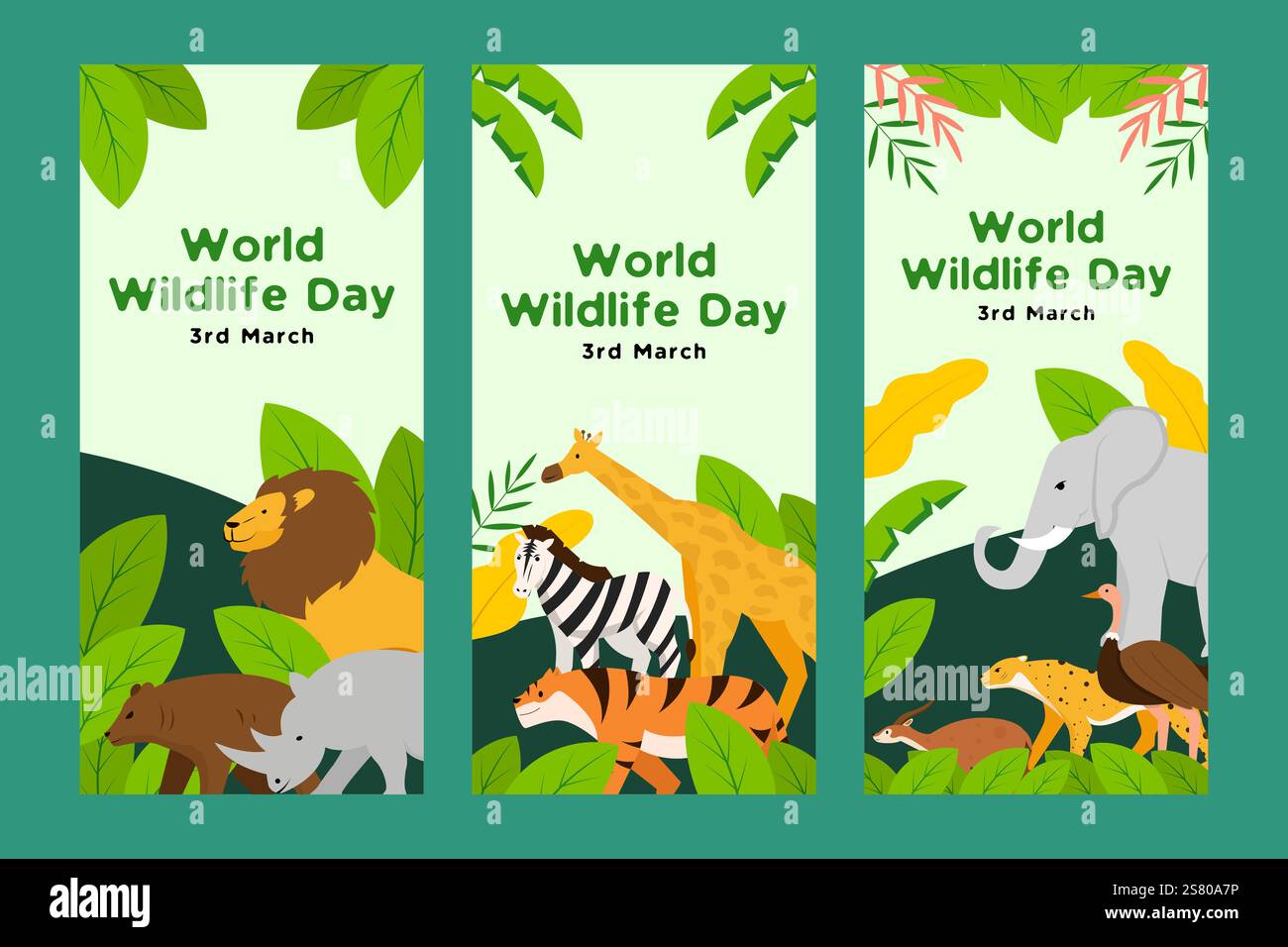 collection world wildlife day vertical banner illustration Stock Vector ...