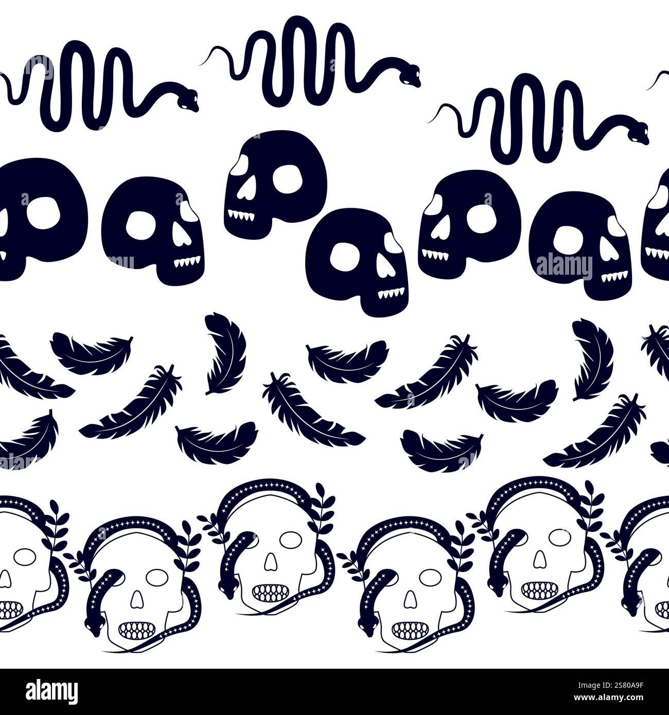 Horizontal border, set Magic and heavens seamless pattern, with magical ...