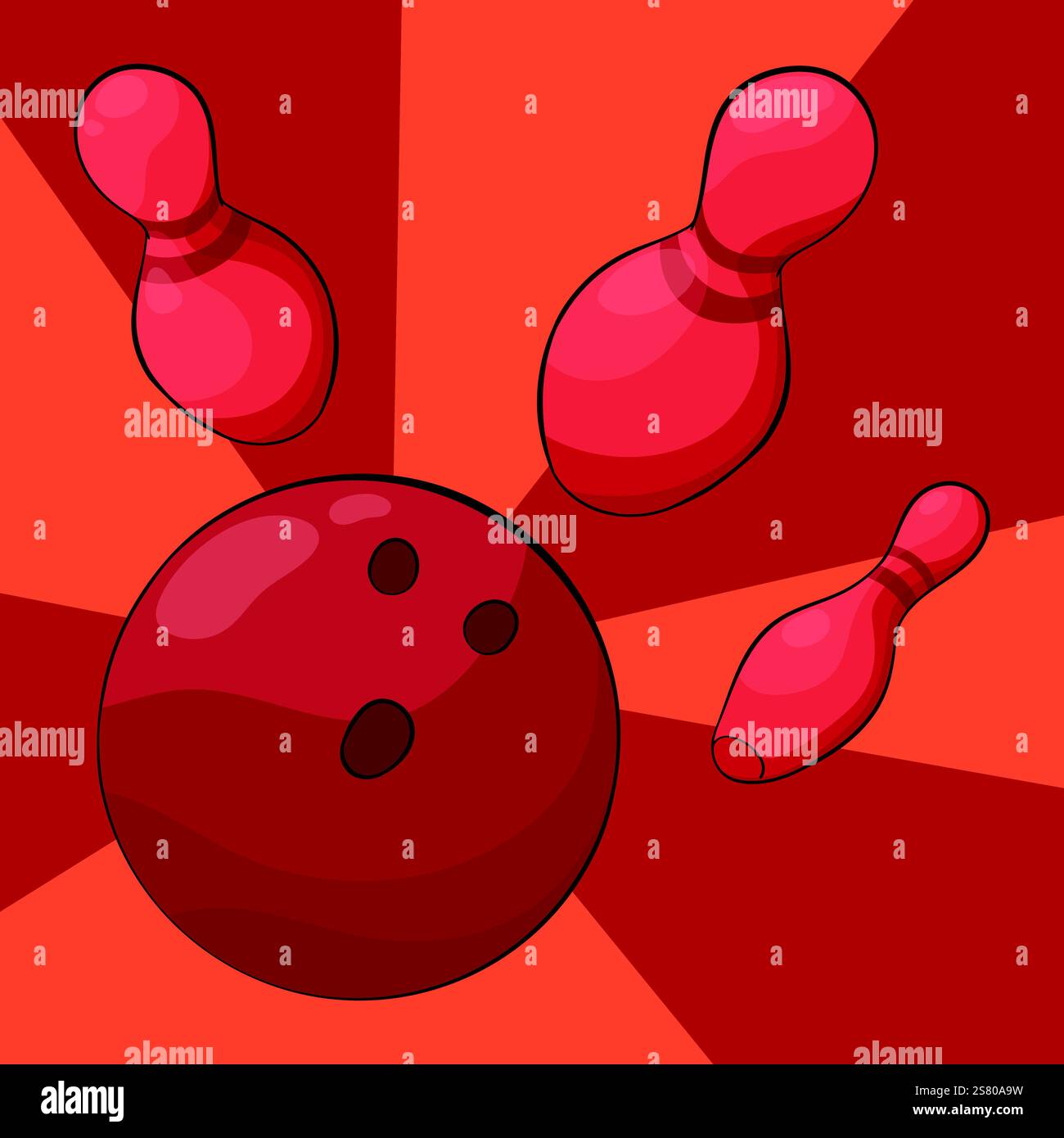 Bowling Ball hitting pins illustration vector. bowling ball sports ...