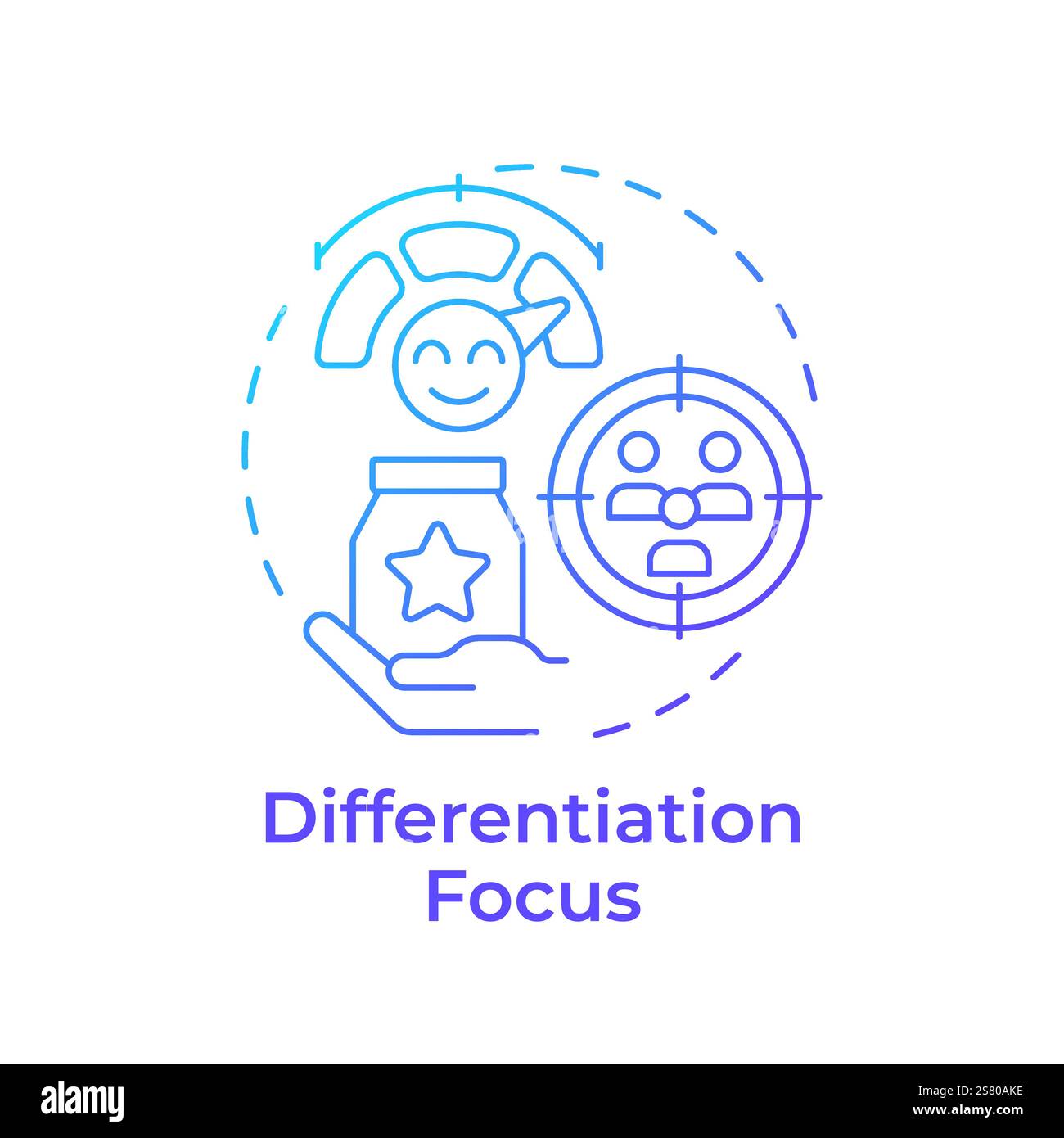 Differentiation focus blue gradient concept icon Stock Vector Image ...