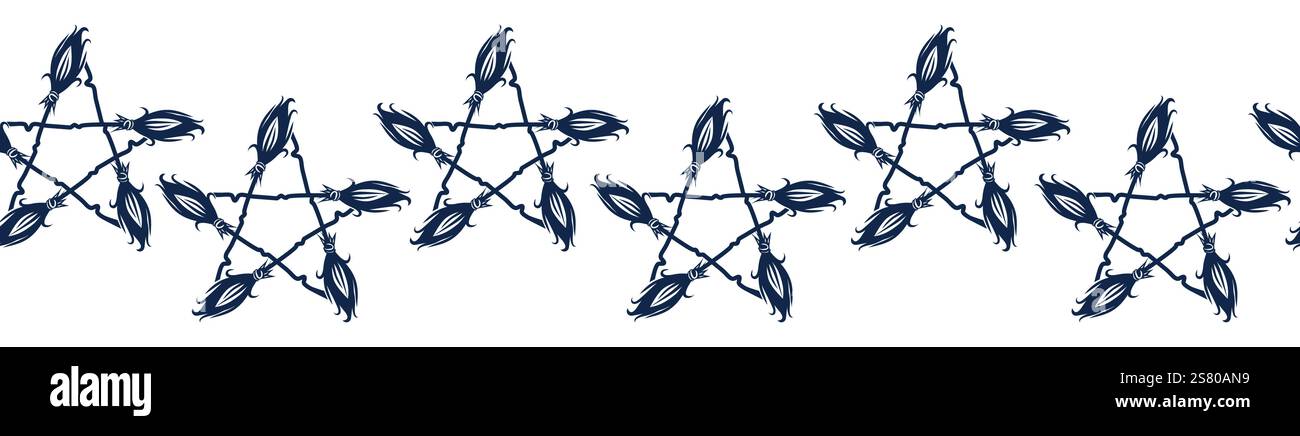 Horizontal border, set Magic and heavens seamless pattern, with magical ...