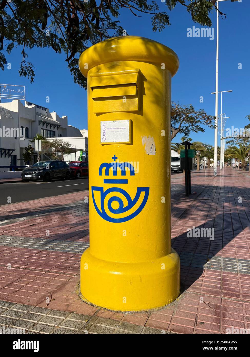 Yellow Correos Postbox in Costa Adeje. Tenerife, Canary Islands, Spain ...