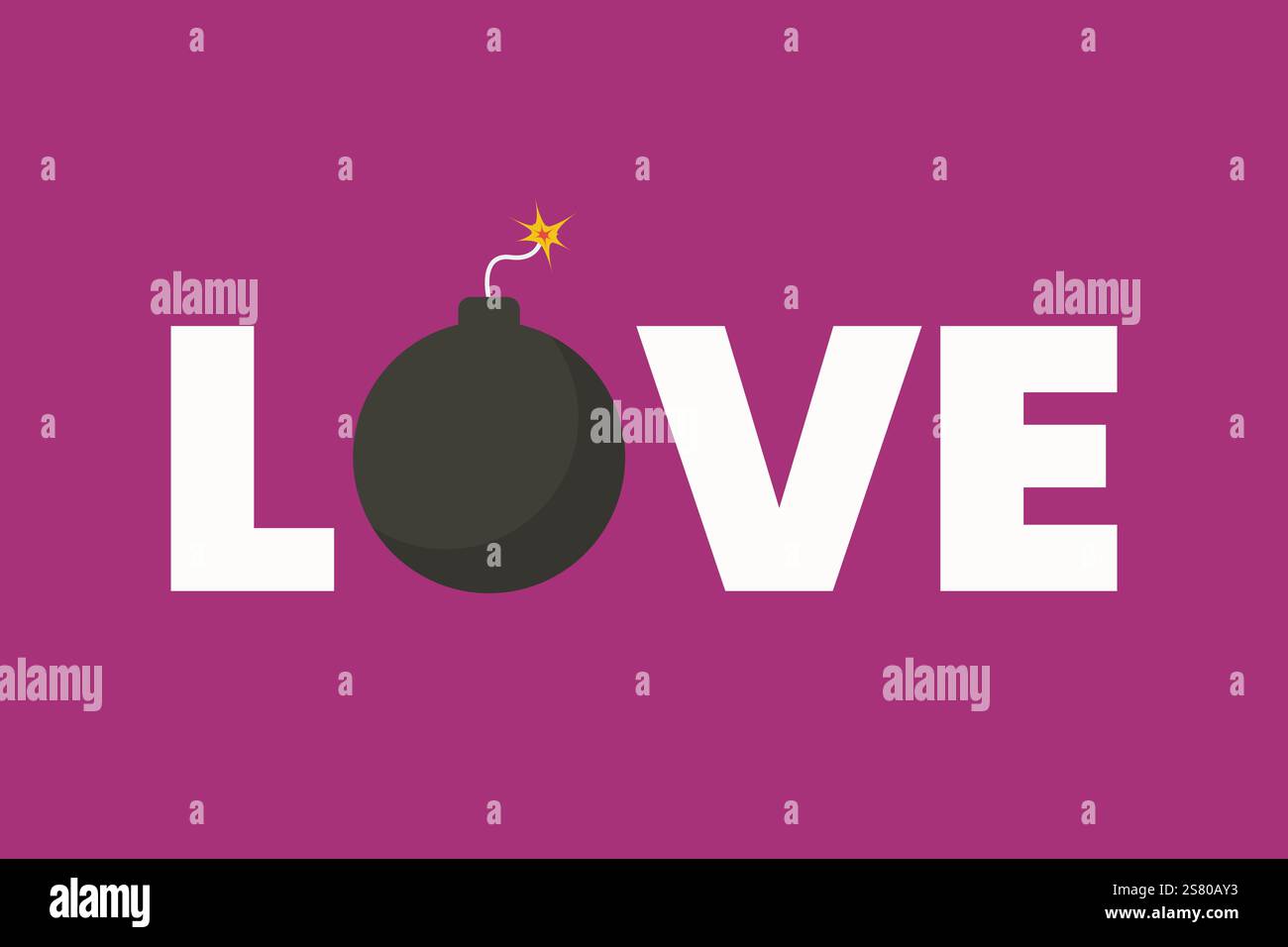 Love slogan with round bomb. Love bombing concept. Vector illustration ...