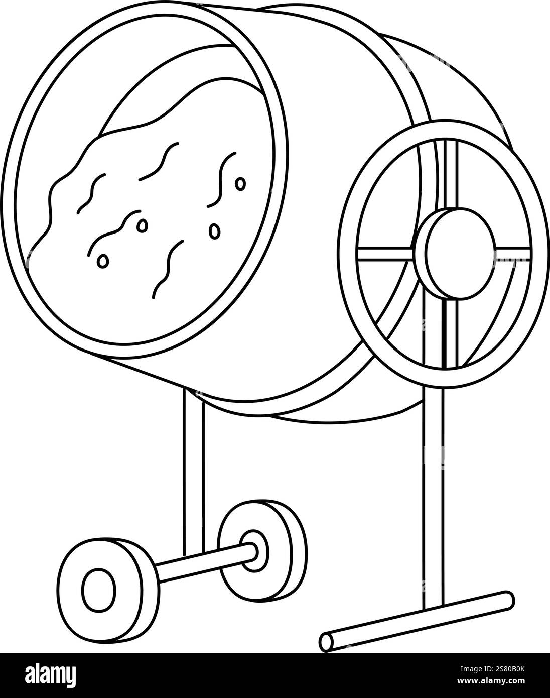 Construction Mixing Cement Isolated Coloring Page Stock Vector Image ...