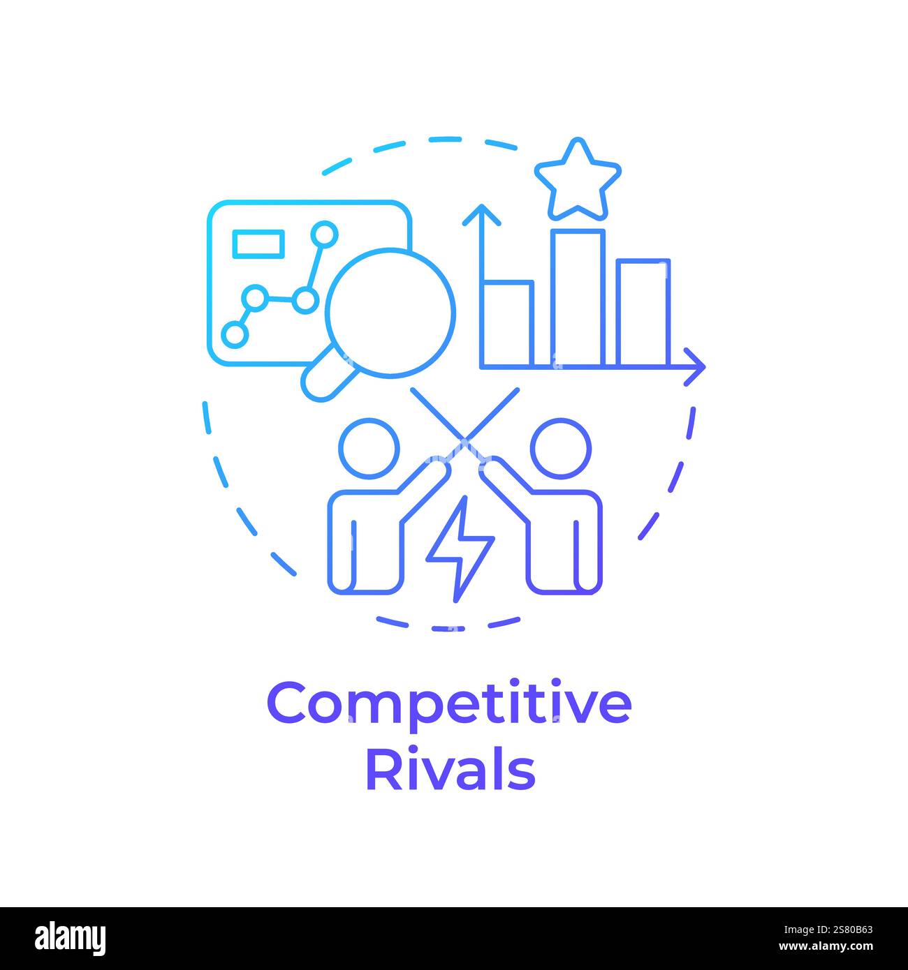 Competitive rivals blue gradient concept icon. Intensity of competition ...