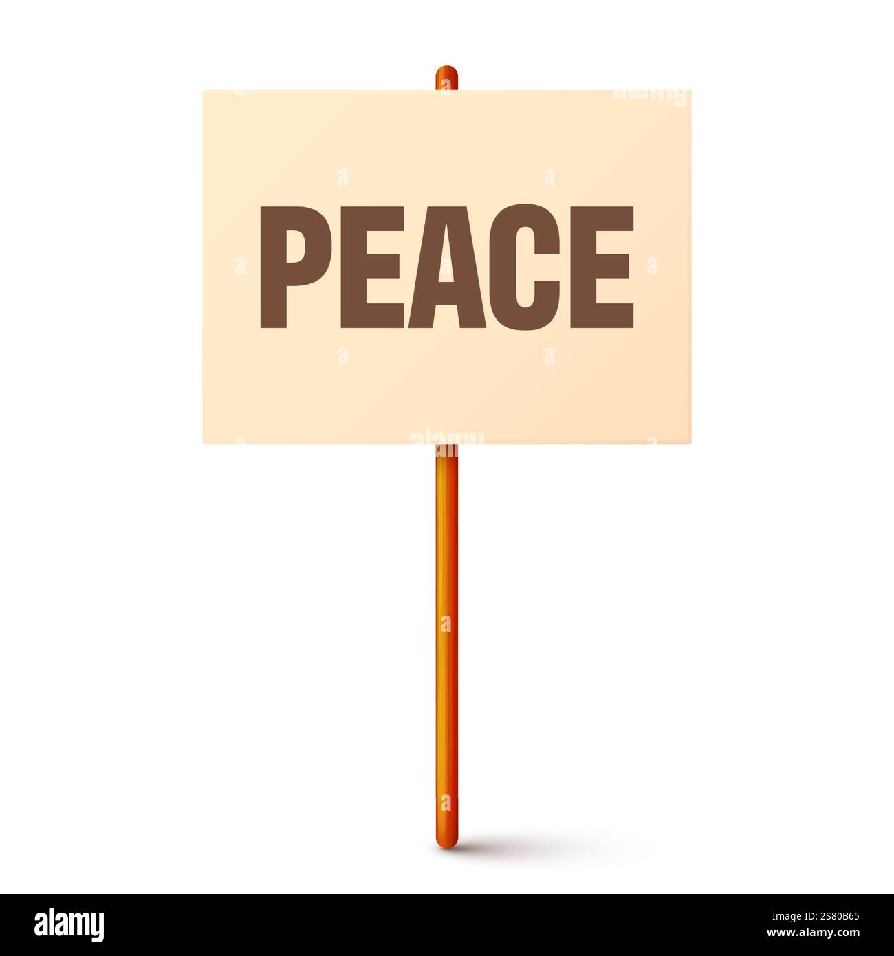 Protest sign with text slogan and wooden holder. Demonstration banner ...