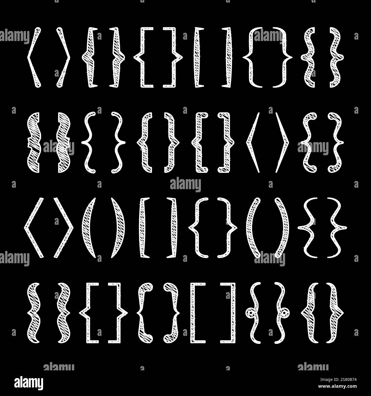 Shaded text brackets, black quotation box. Curly, square and corner ...