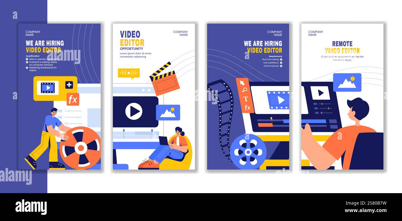 Flat Cartoon Vector Illustration of Video Editing Software with Hand ...