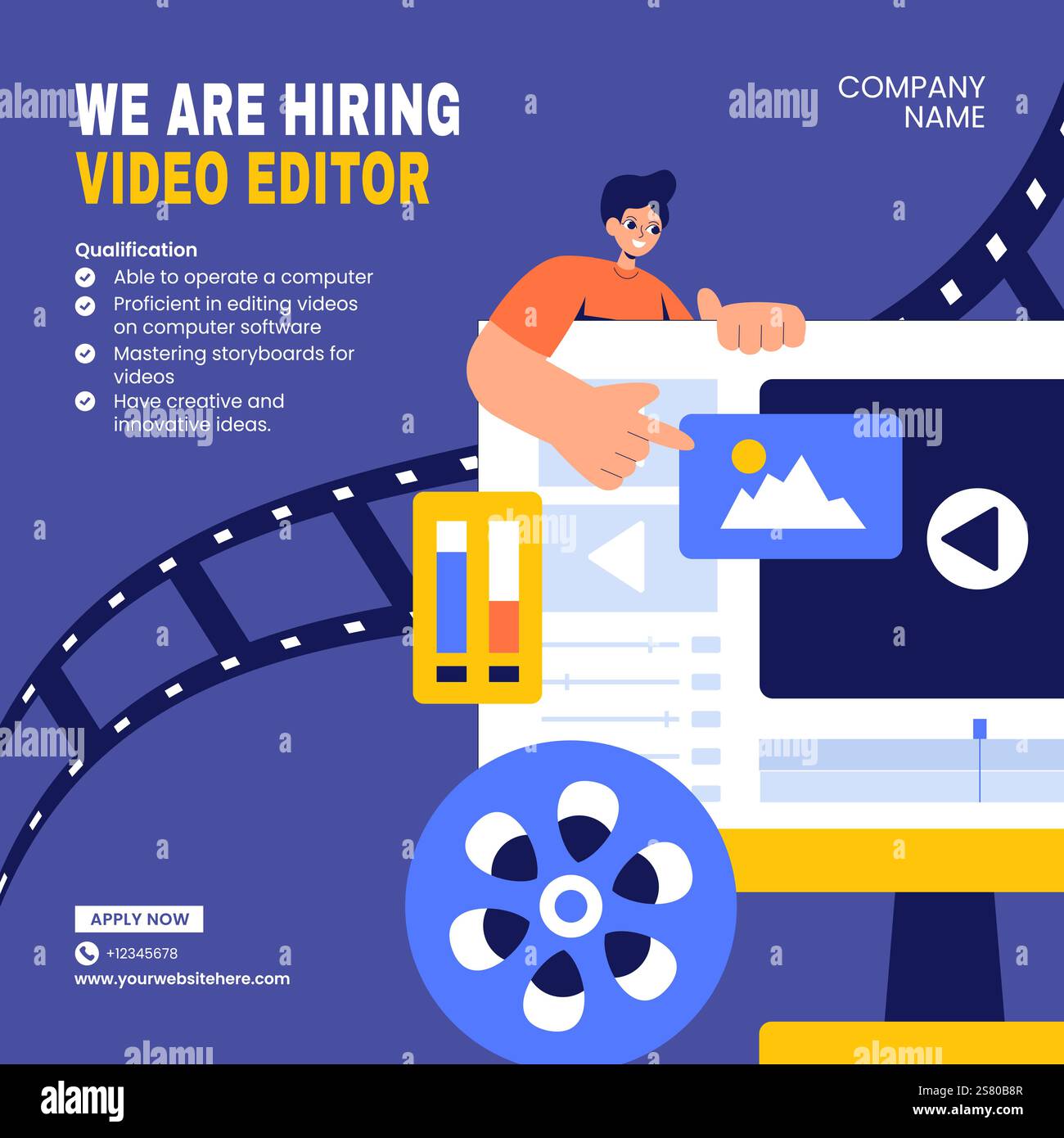 Creative Video Editing Software Illustration for Social Media Posts in ...