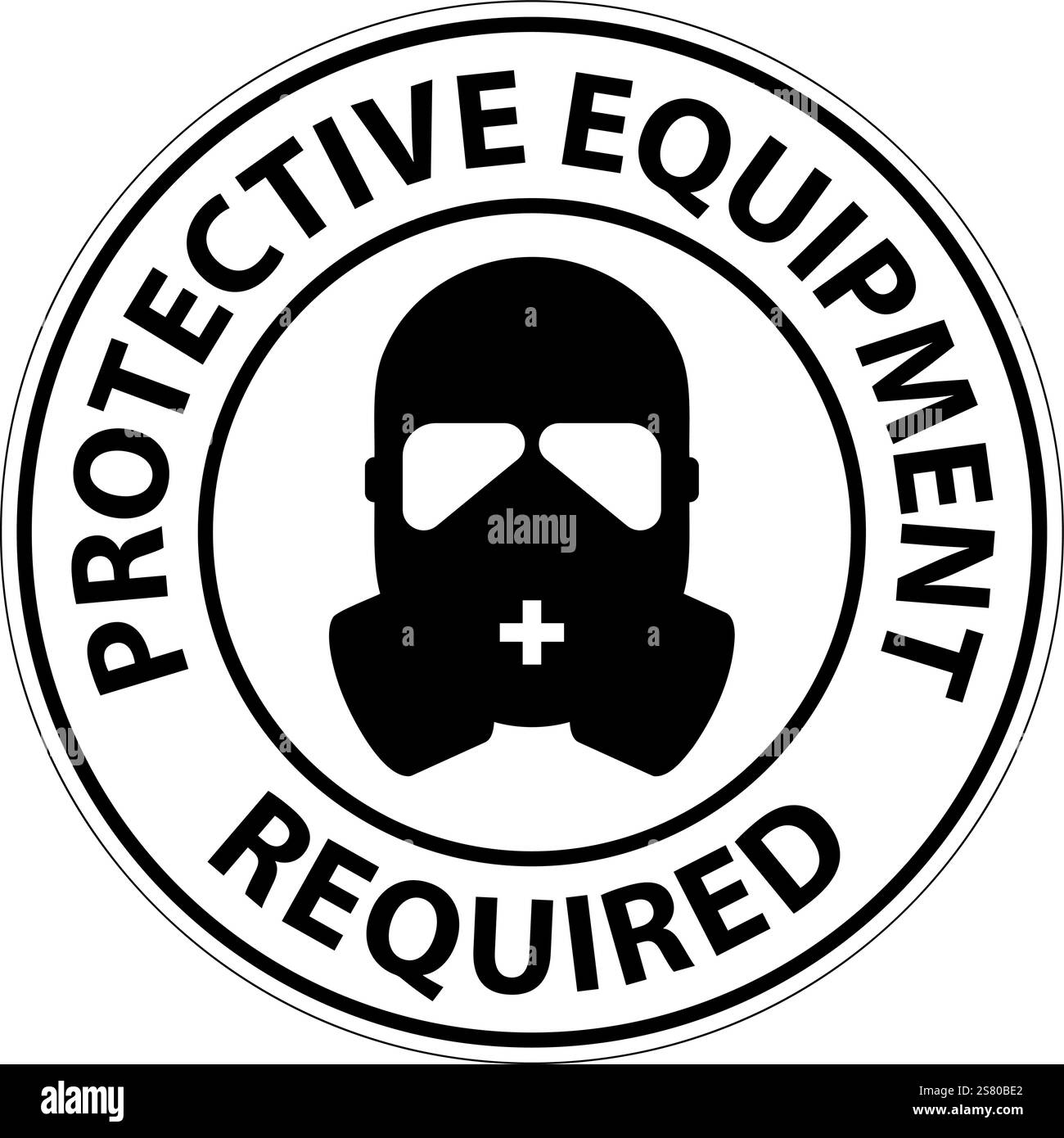 Protective Equipment Required Sign Featuring Masked Figure for Safety ...