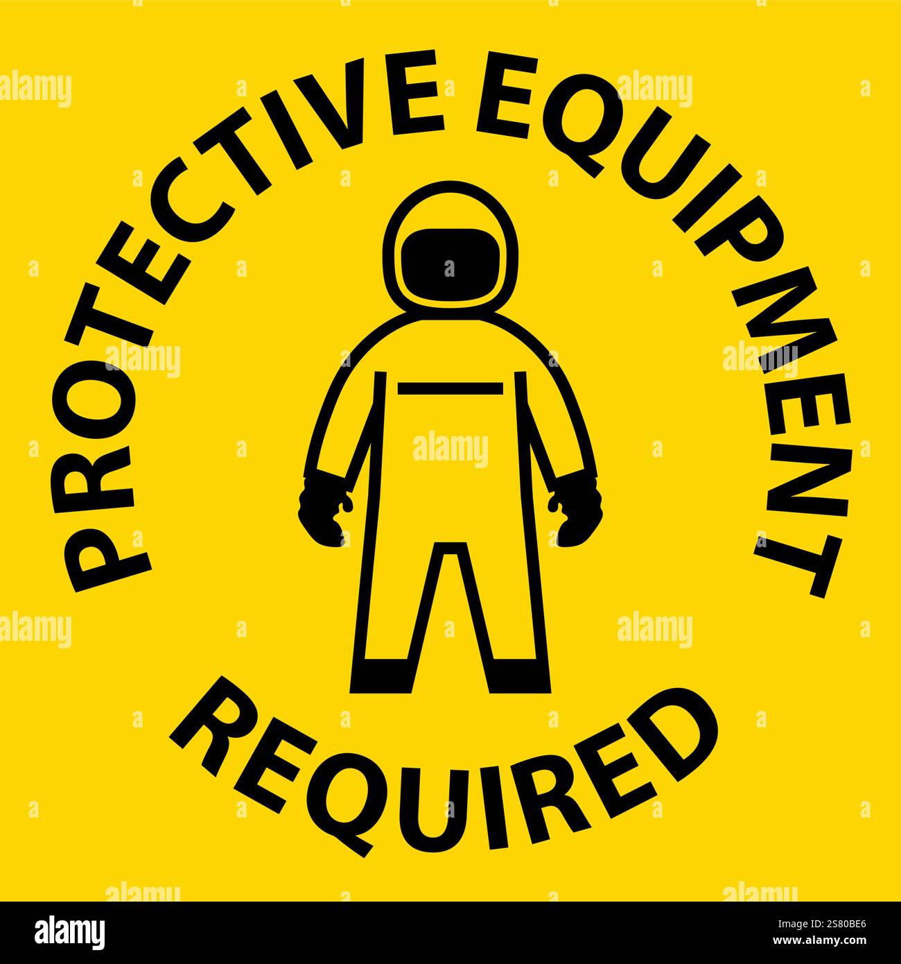 Protective Equipment Required Sign with Detailed Illustration of Safety ...
