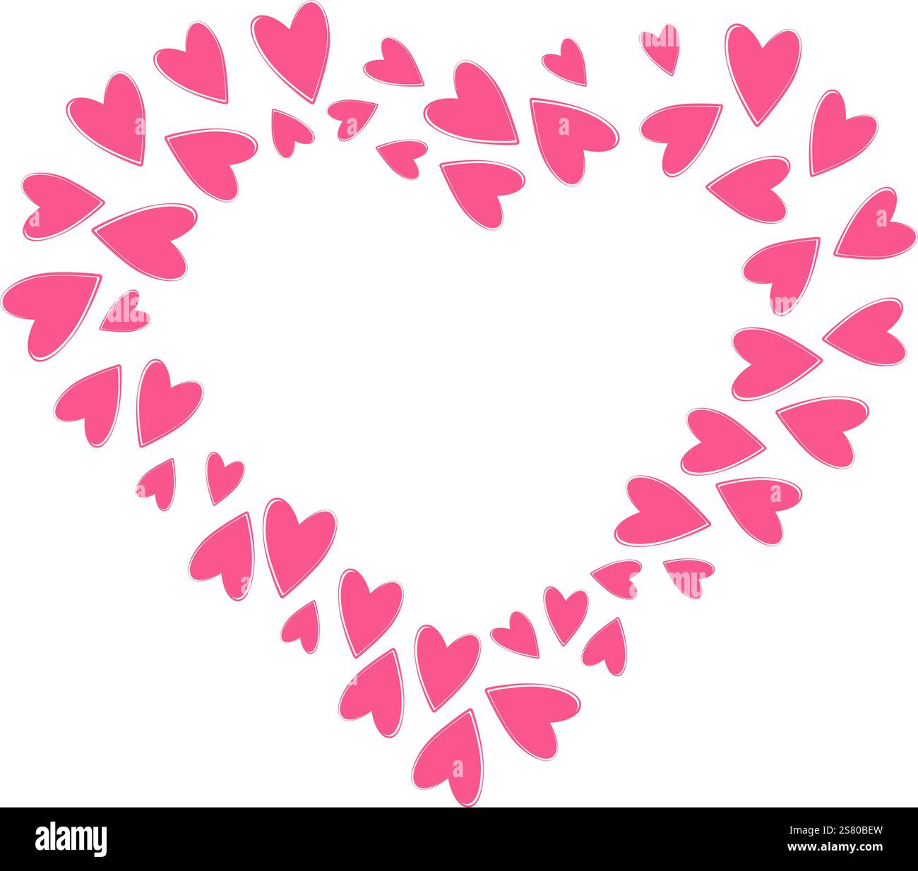 Heart shaped hearts abstract frame border in trendy pink. St Valentines ...
