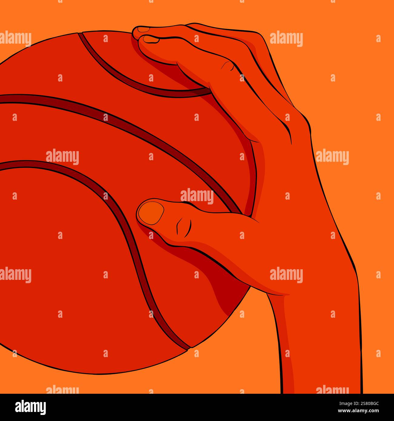 Basketball with Hand illustration vector. basketball sports concept art ...