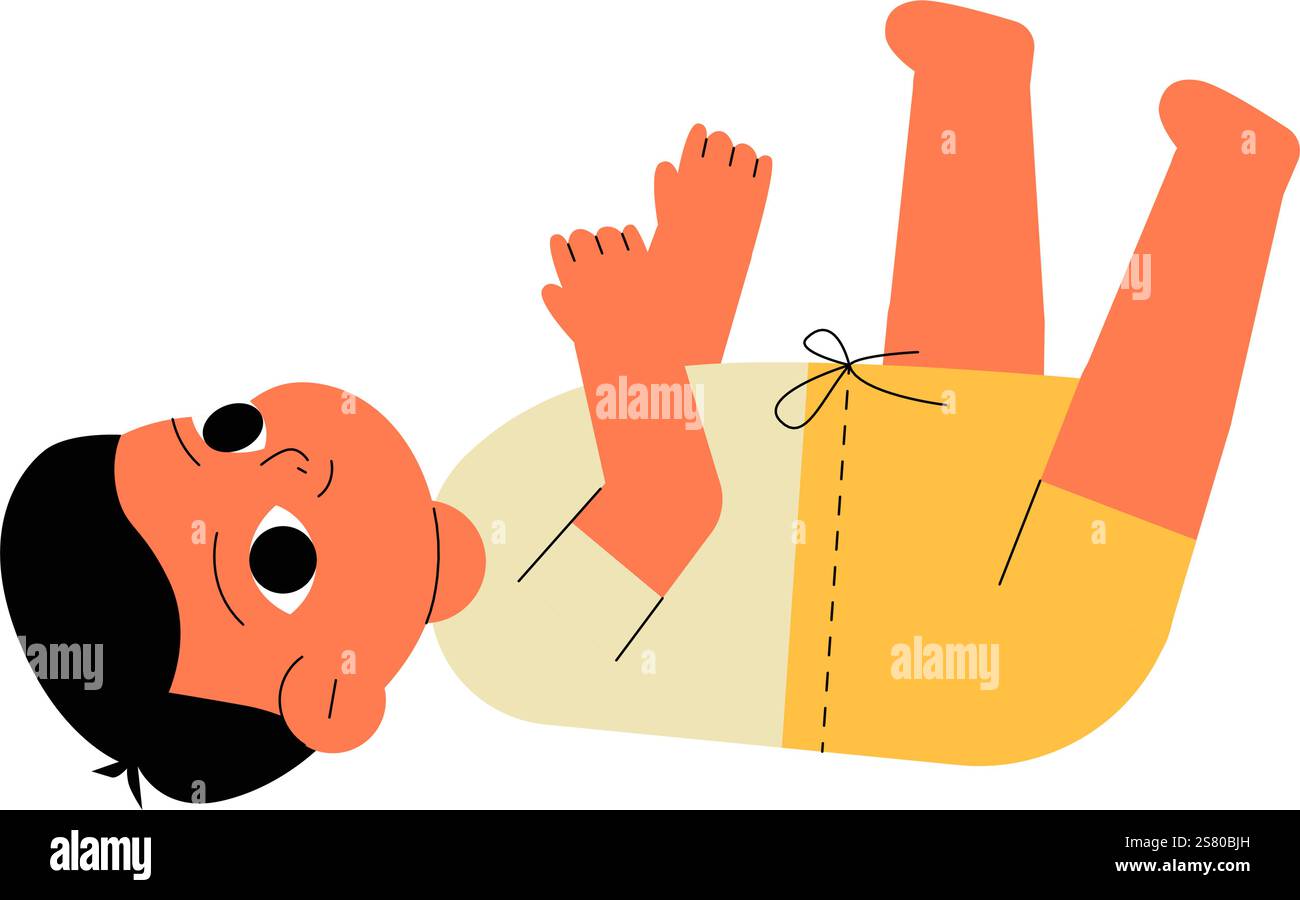 Baby Lying On Back In Flat Vector Illustration Symbolizing Infant Care ...