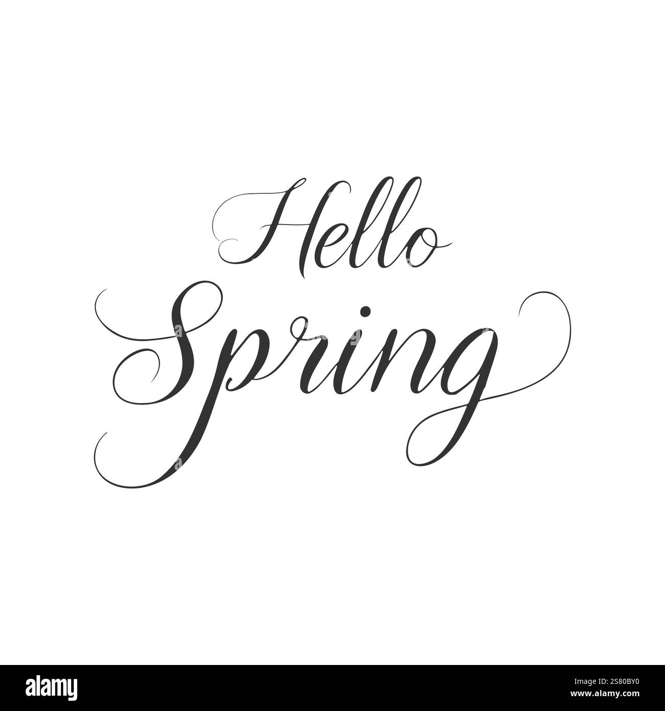 Hello Spring text hand drawn lettering, inscription, calligraphy ...