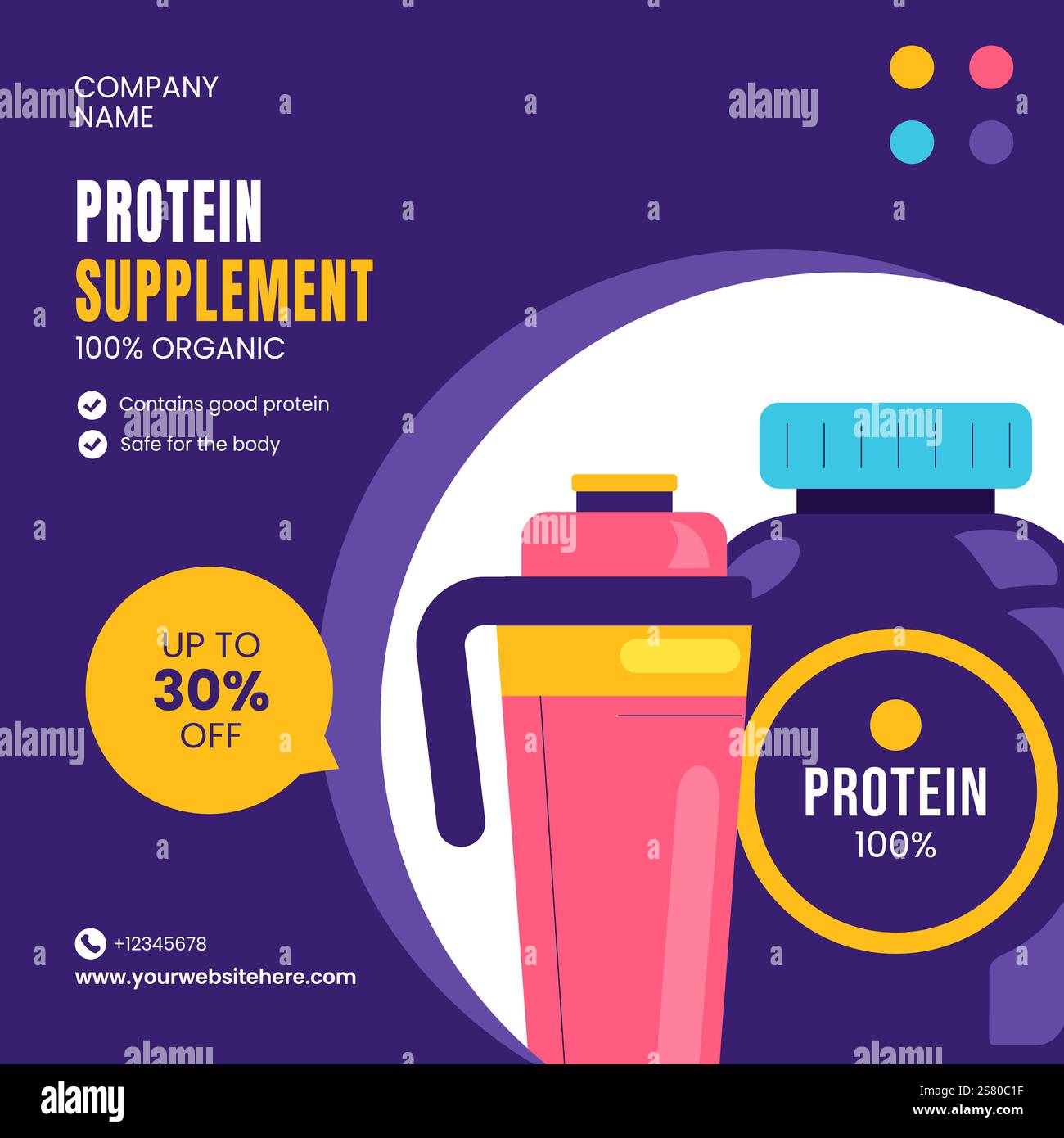 Creative Protein Supplements Social Media Illustration with Hand-Drawn ...