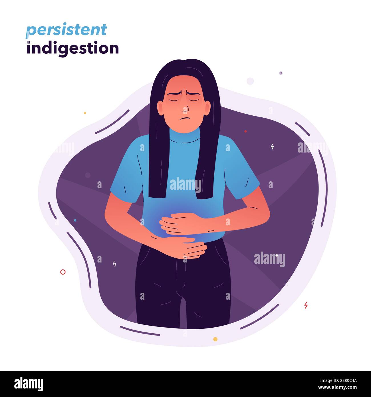 Vector illustration of a girl who stands with her eyes closed and holds ...