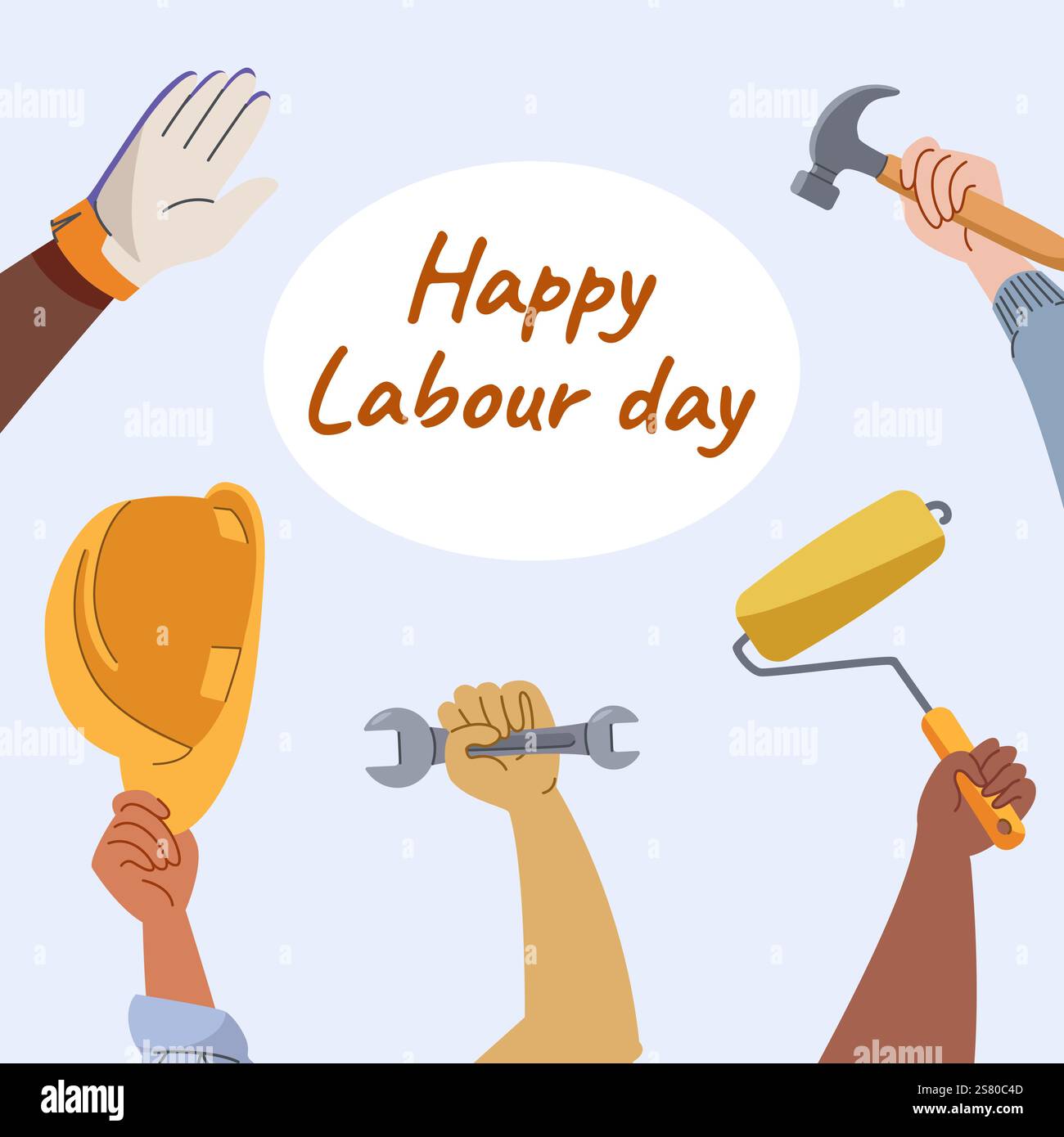 Labour day greeting card square template people different occupation ...