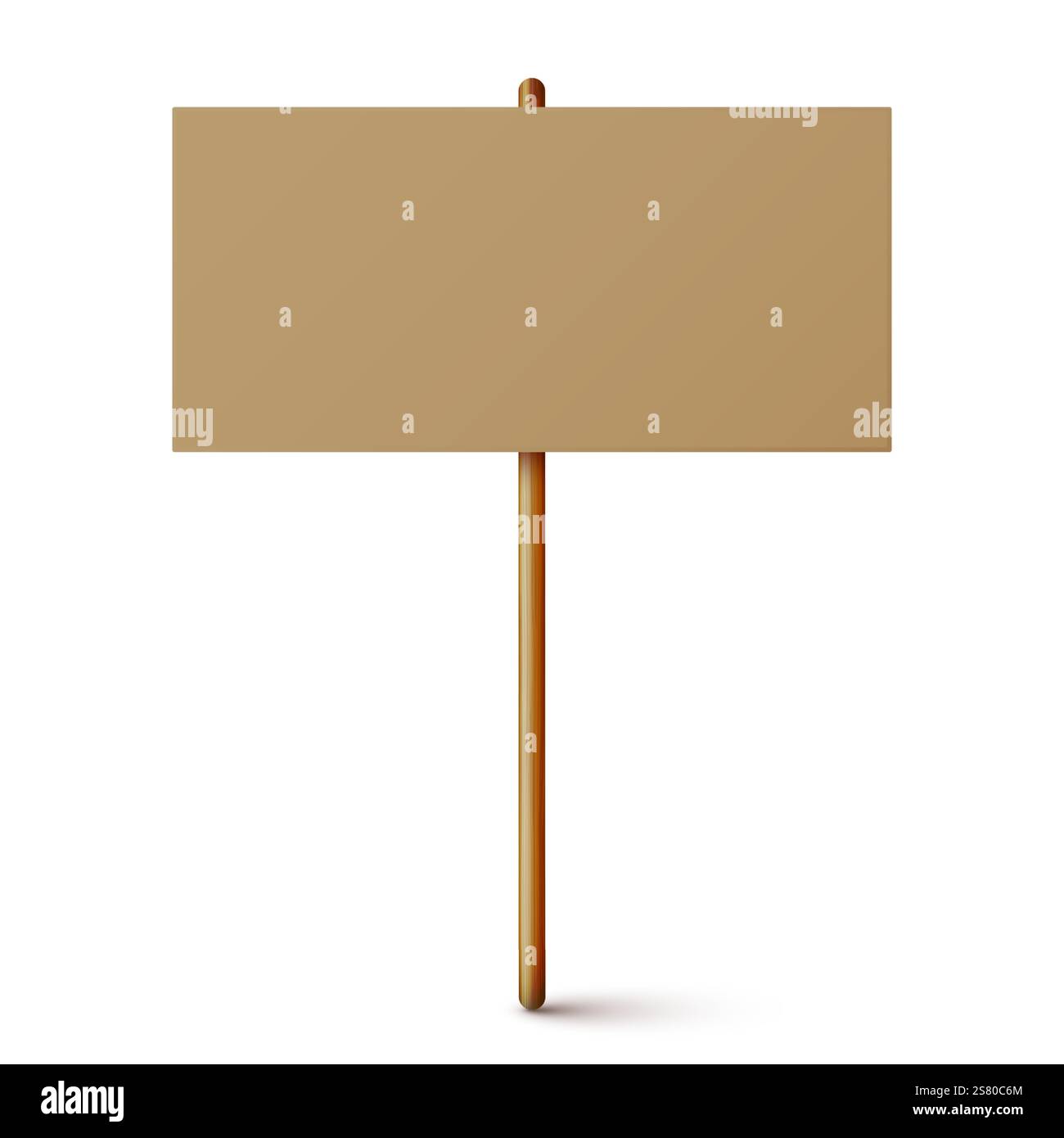 Blank colorful protest sign with wooden holder. Demonstration banner ...