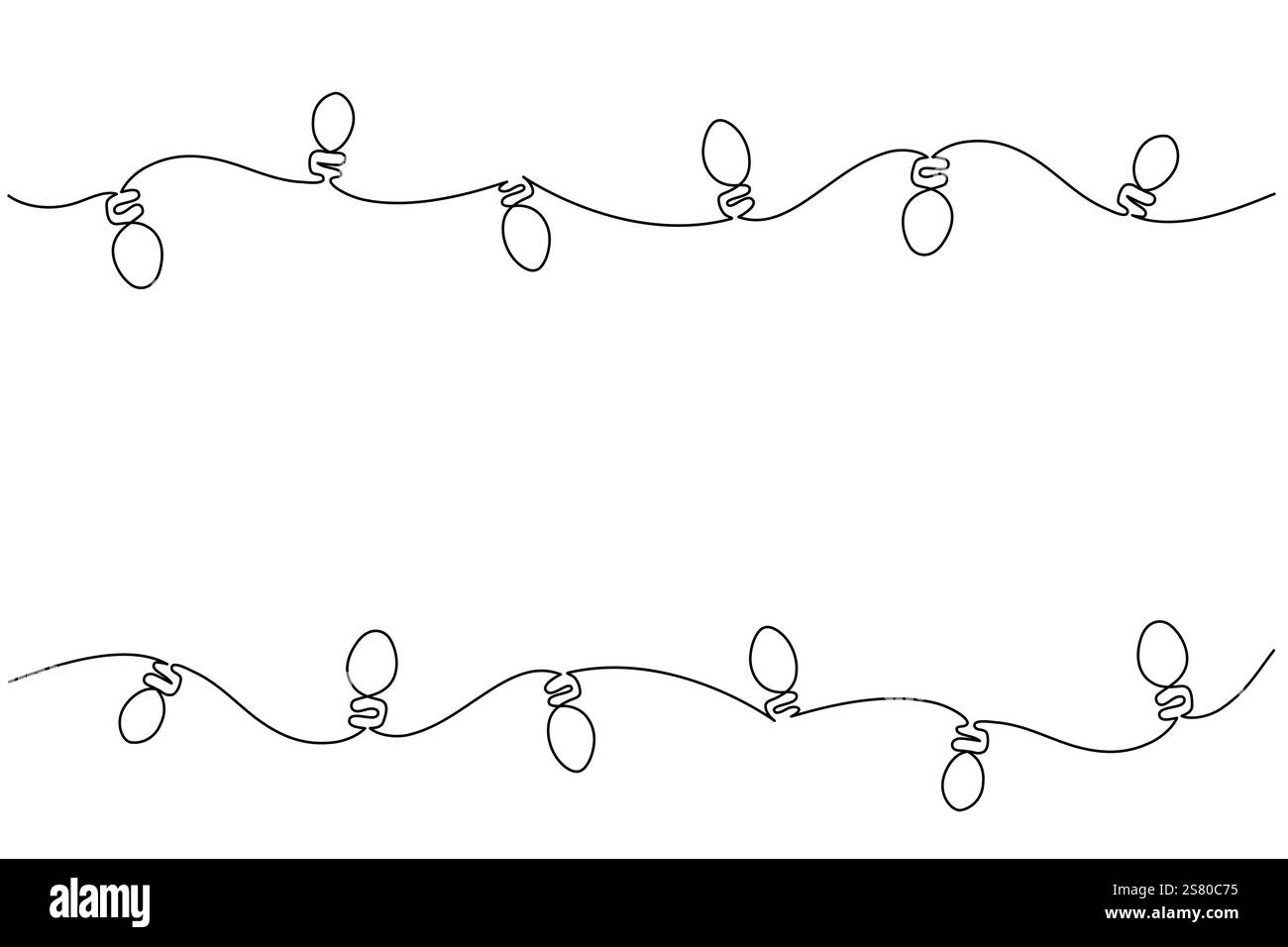 Light garland single line art drawing. Christmas and New Year hand ...
