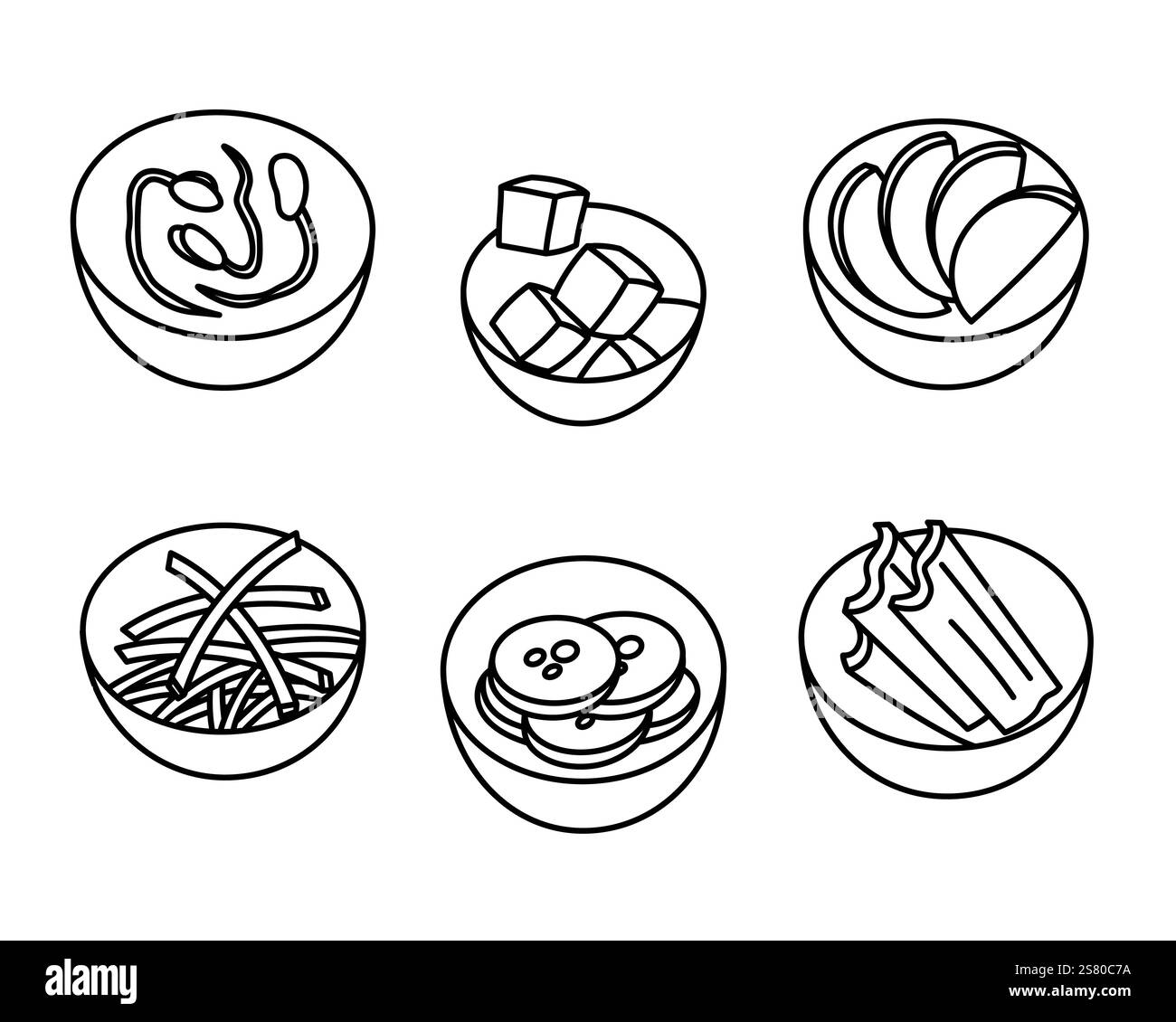 Korean traditional pickled apetizer snack set kimchi bean sprout pickle ...