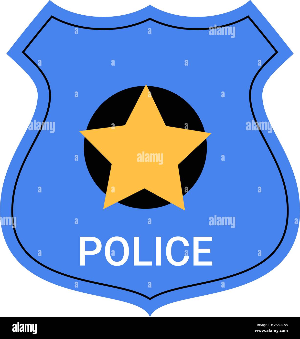 Police Badge With Star In Flat Vector Illustration Symbolizing Law ...