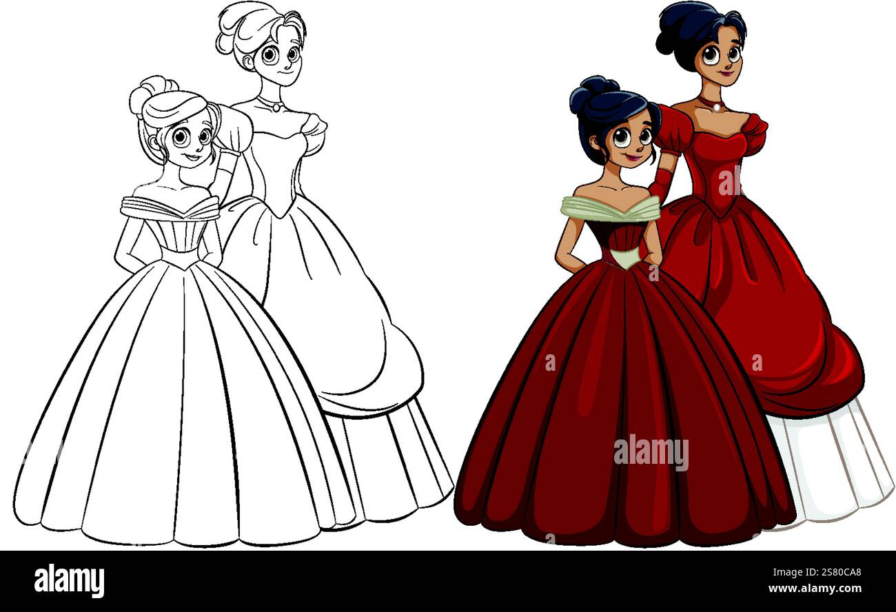 Two princesses Stock Vector Images - Alamy