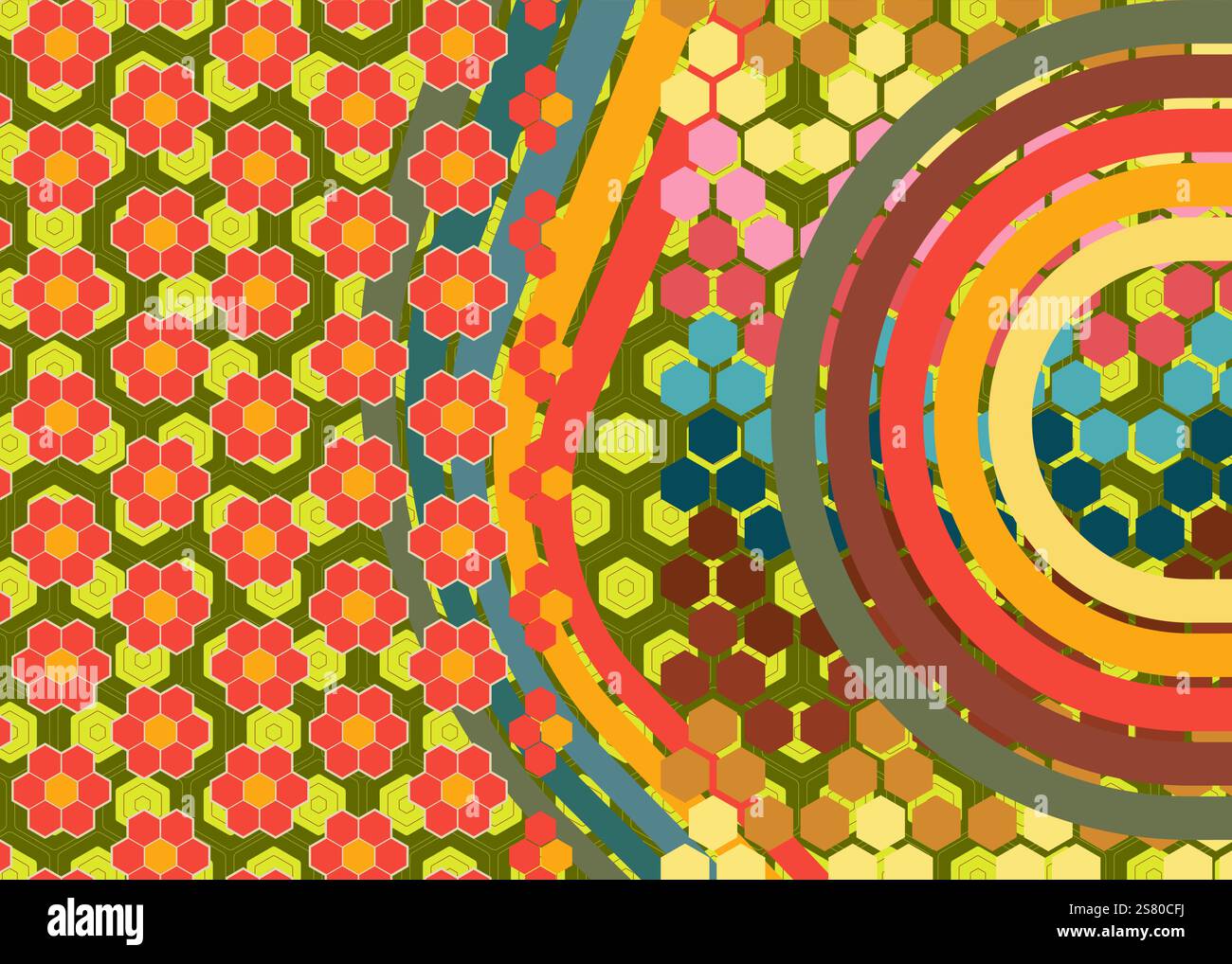 Retro 70s Background. Groovy abstract 1970s art template. Vintage ...