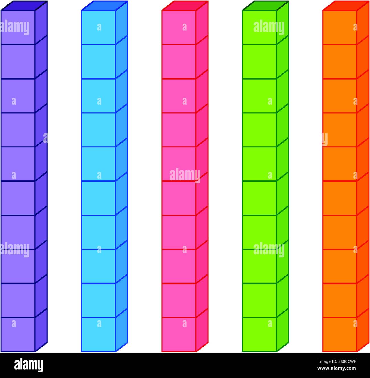 Illustration of colorful fraction bars for educational use Stock Vector ...