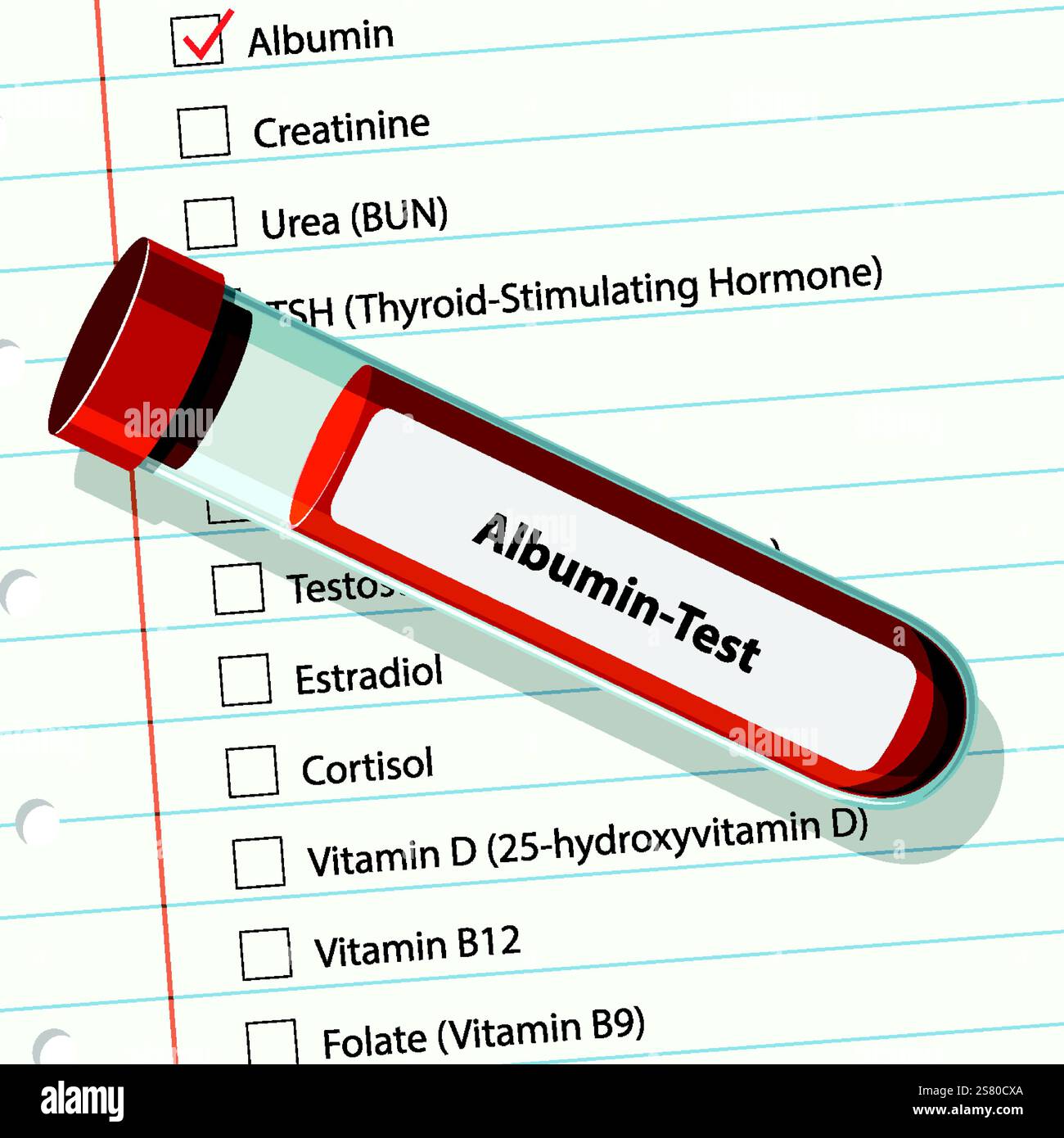 Blood test tube on a checklist background Stock Vector Image & Art - Alamy