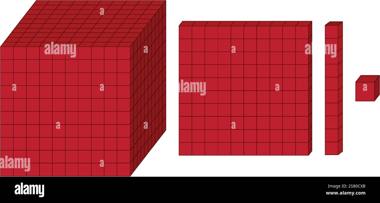 Illustration of fractions using red 3D blocks Stock Vector Image & Art ...