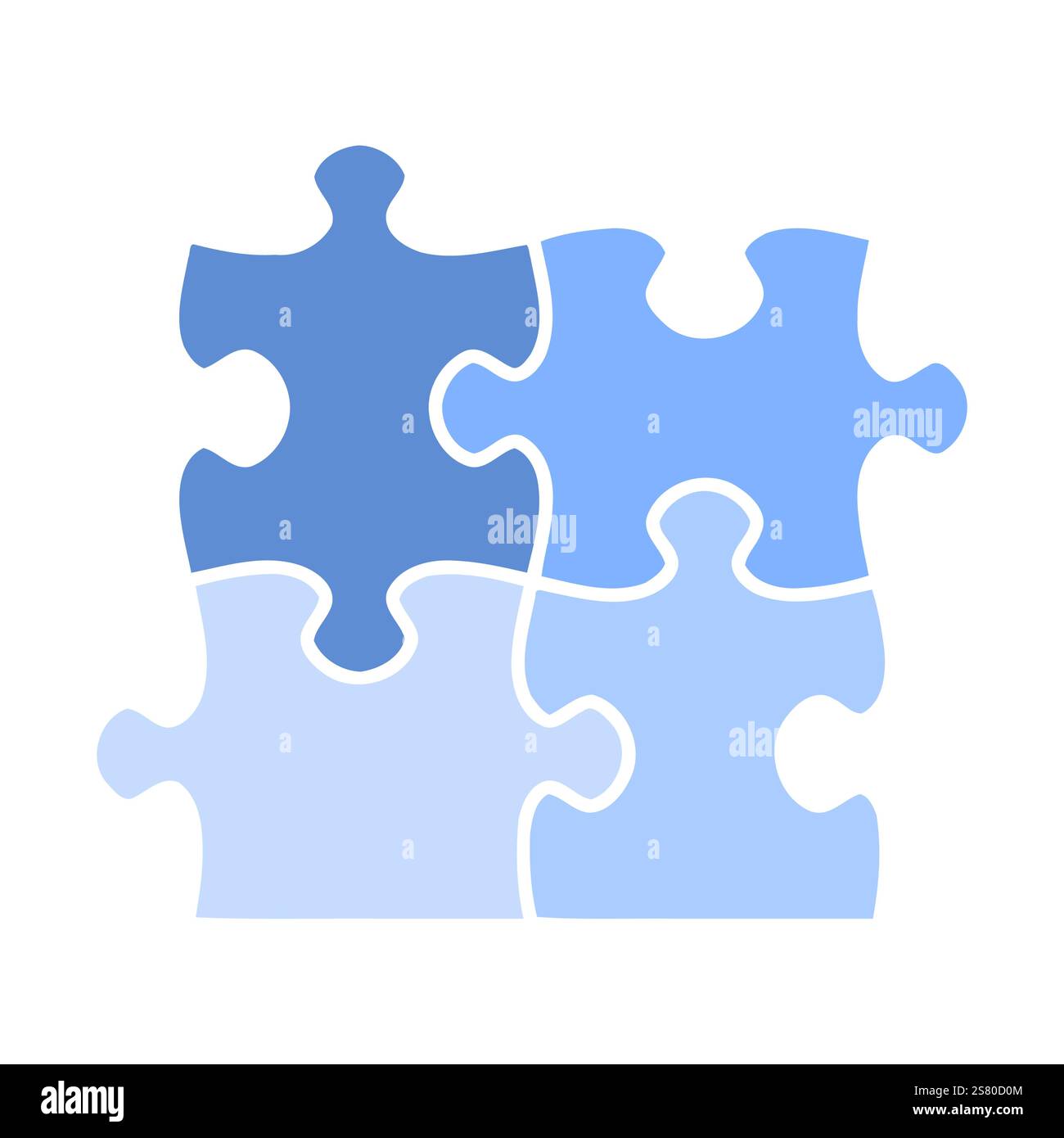 Puzzle pieces vector object set. Four simple jigsaw puzzle pieces ...