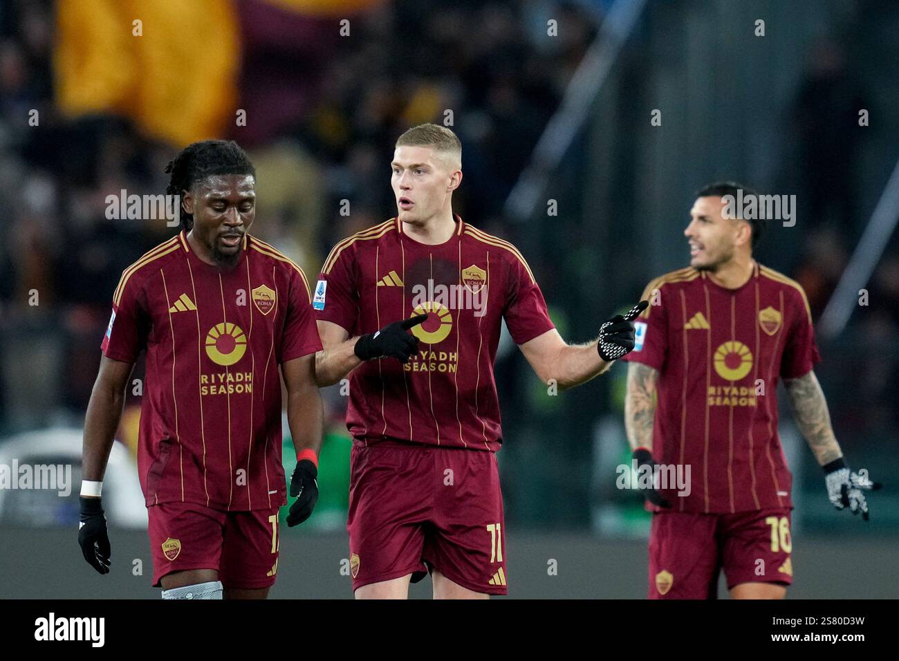 Rome, Italy. 17th Jan, 2025. Artem Dovbyk of AS Roma celebrates after ...