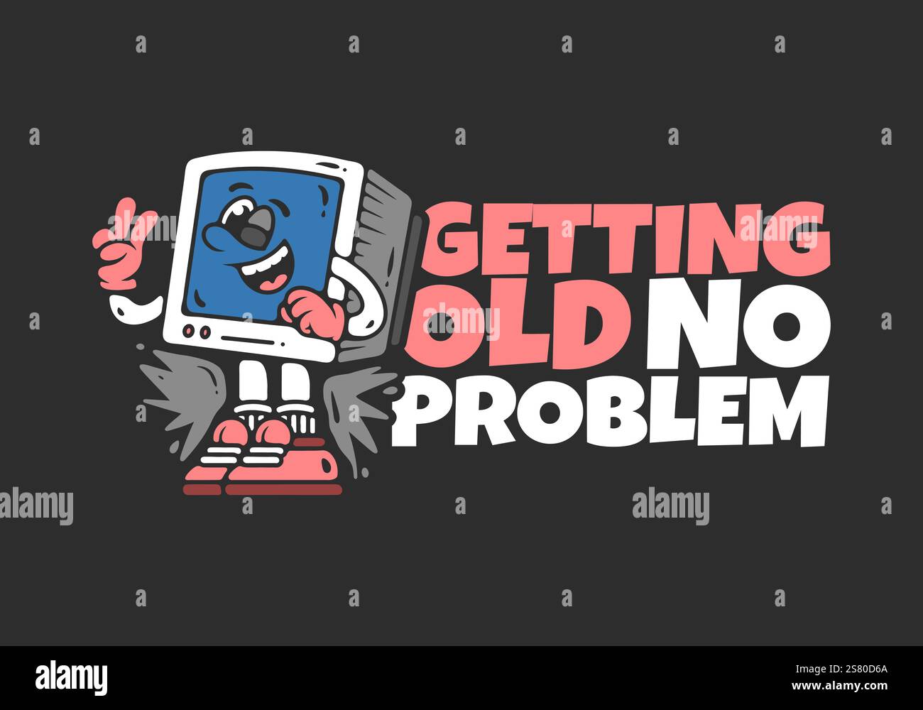 Getting old no problem. Box monitor character with happy expression ...